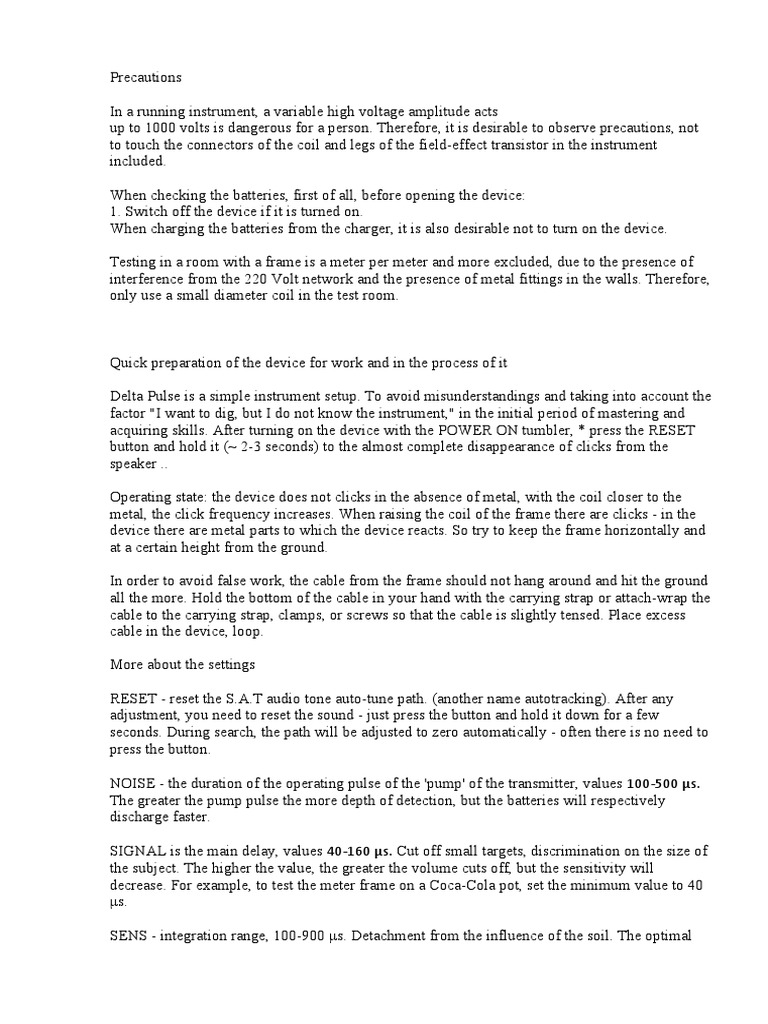 Delta Pulse Manual | PDF | Inductor | Electrical Components