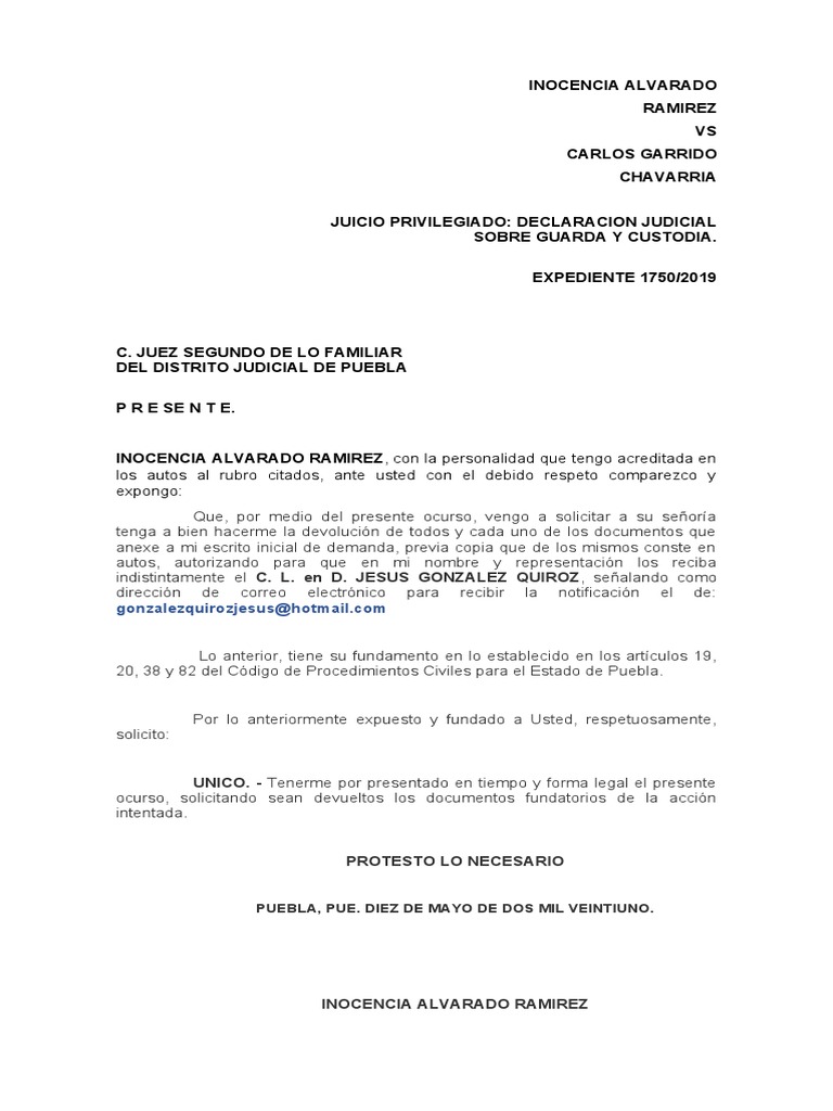 Solicitud de Devolución de Documentos | PDF