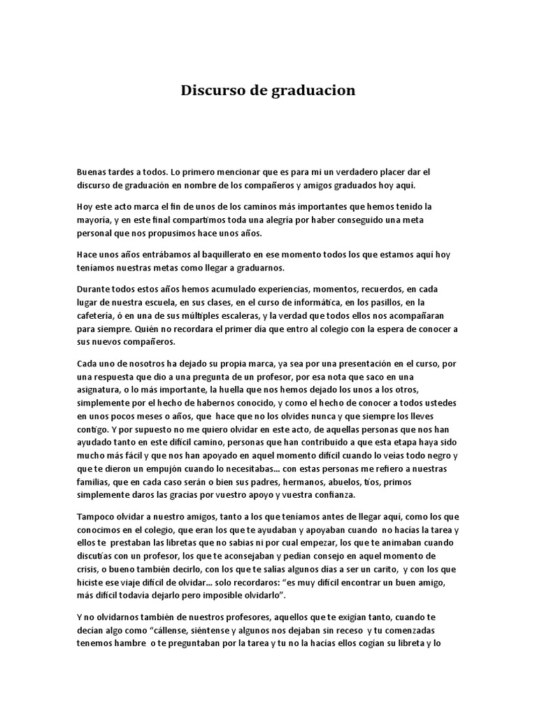 Discurso de Graduación: Reflexiones y Agradecimientos | PDF ...