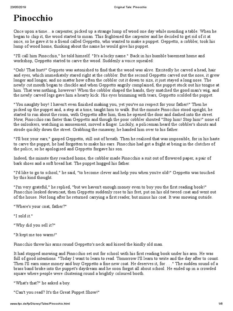 Original Tale - Pinocchio | PDF | Pinocchio