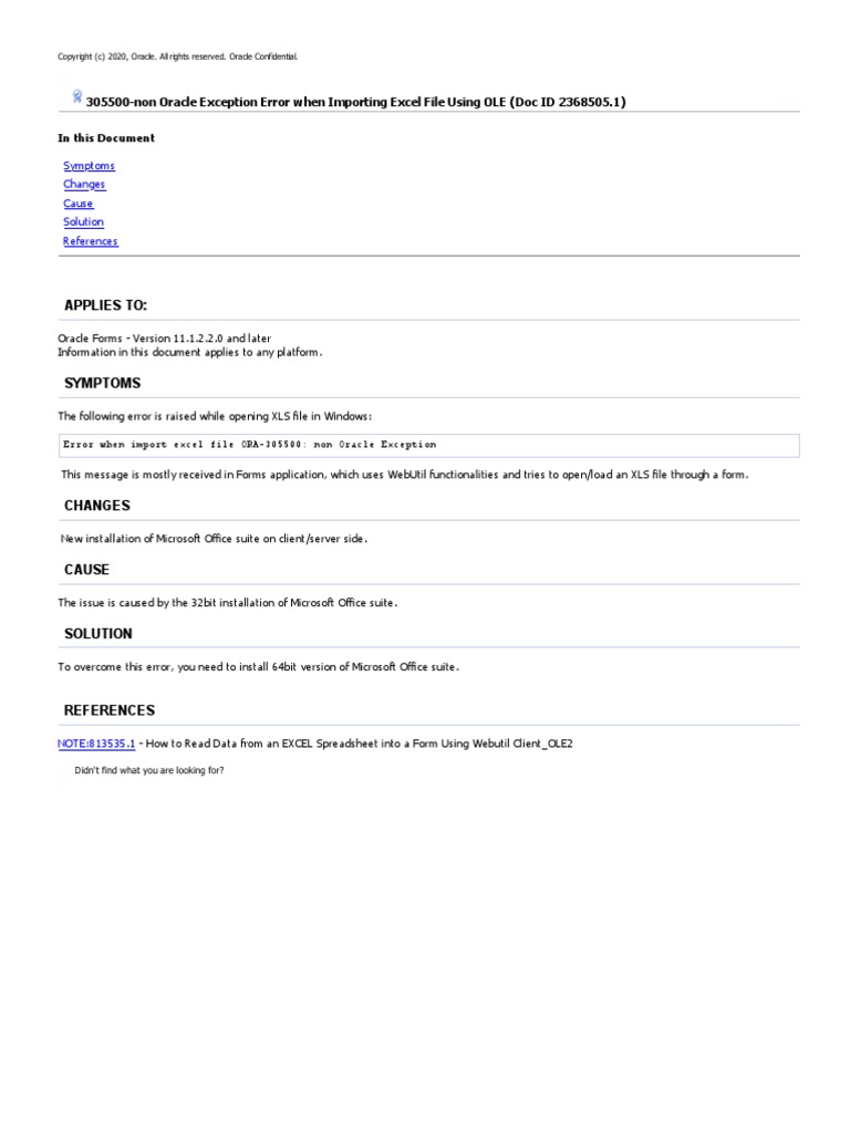 305500-Non Oracle Exception Error When Importing Excel File Using OLE | PDF 305500-Non Oracle Exception Error When Importing Excel File Using OLE | PDF