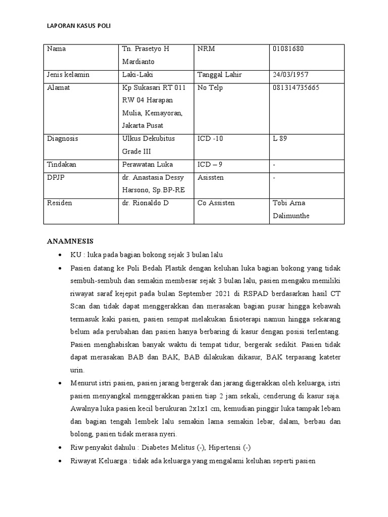 Ulkus Dekubitus Grade III pada Pasien | PDF | Sains & Matematika