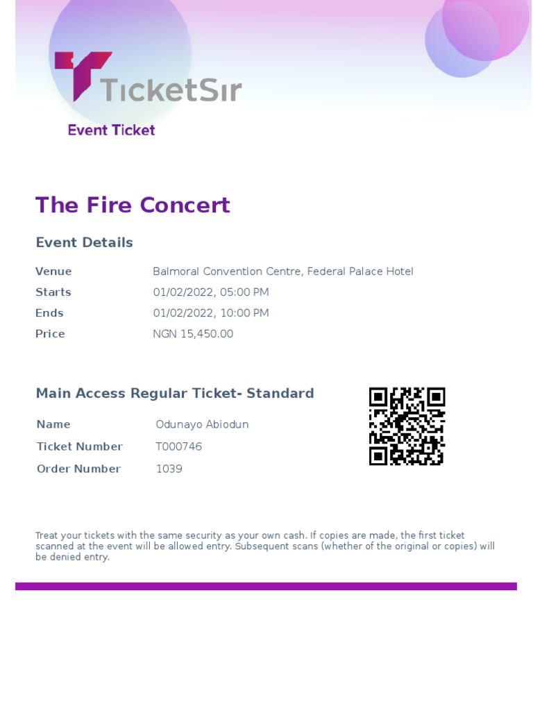 TicketSir - The Fire Concert - Tickets | PDF