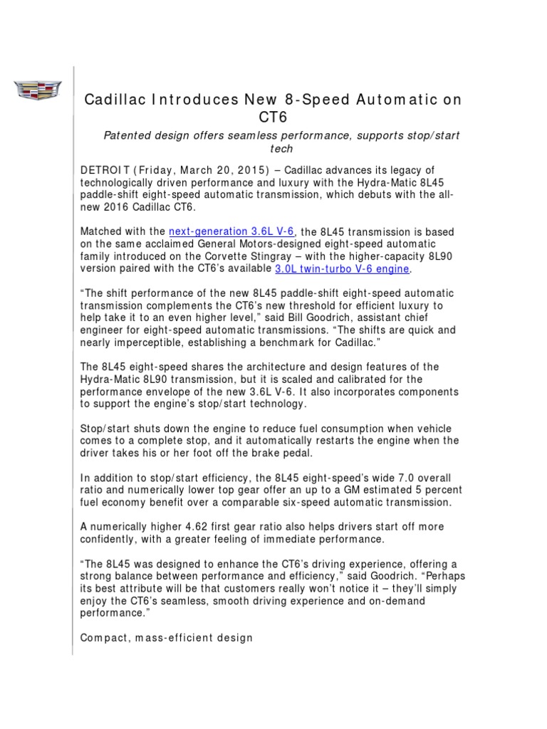 0320 - Cadillac 8L45 Eight-Speed Transmission en | PDF | Automatic ...