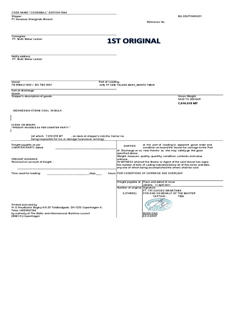 026 - TB Rimau 1602 BG TBS 3001 | PDF | Cargo | Watercraft