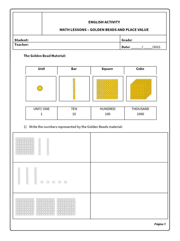 Grade 10 Math: Golden Beads Value | PDF
