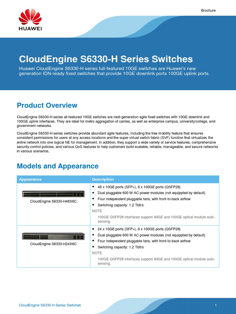 Huawei CloudEngine S6330 H Series Switches Brochure - 2 | PDF | Network ...