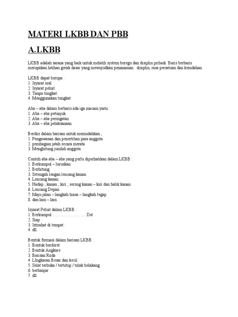 Materi LKBB dan PBB untuk Pramuka | PDF