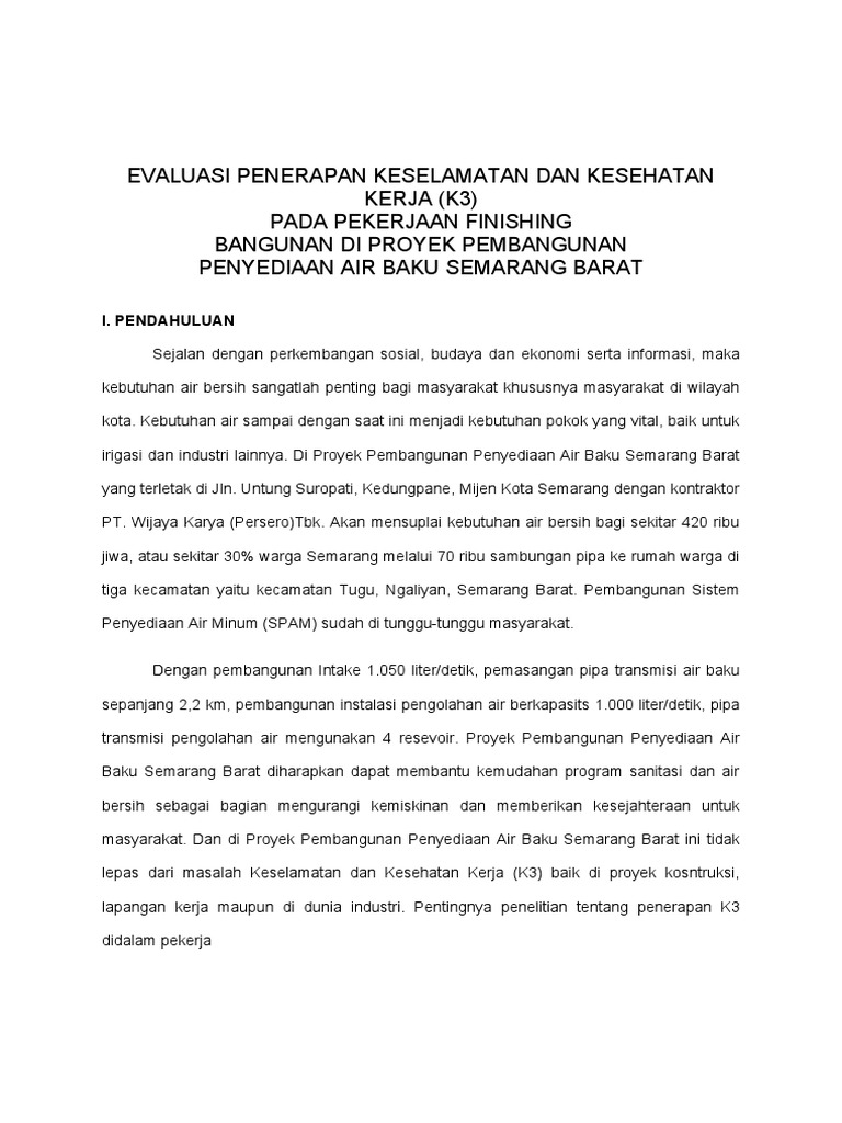 Evaluasi K3 Proyek Air Baku Semarang | PDF | Sains & Matematika