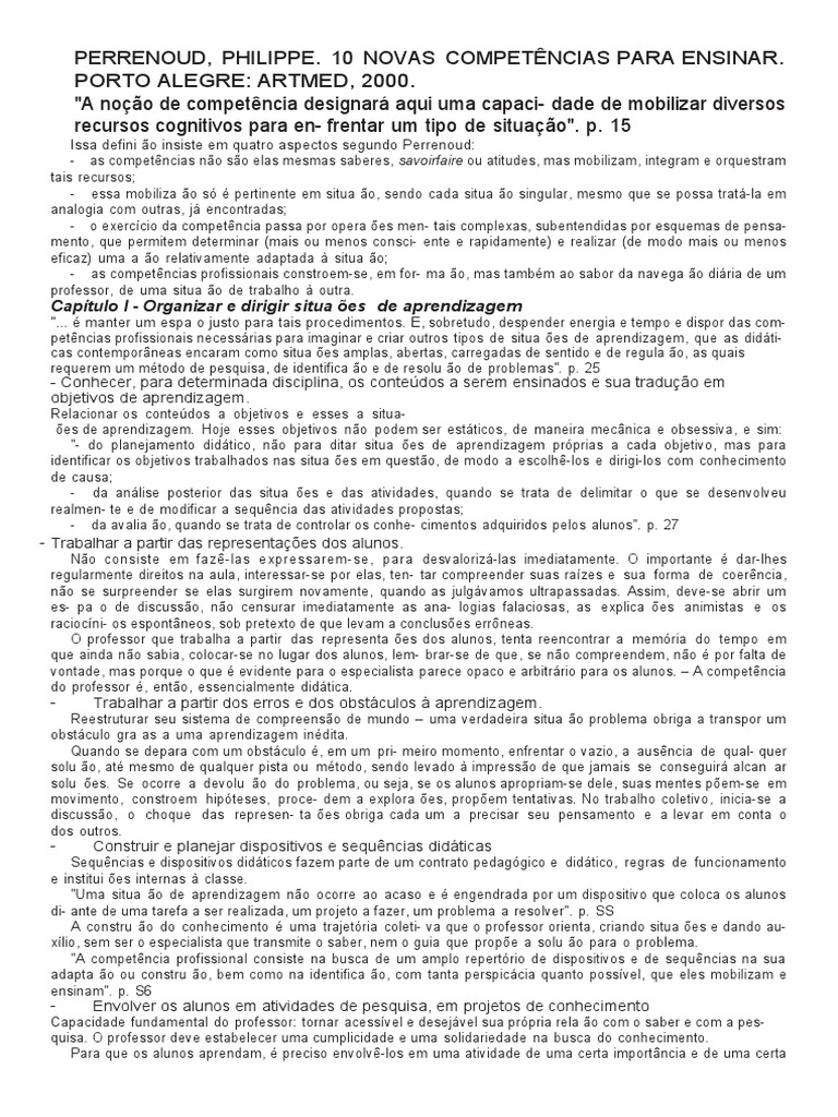 Dez Competências para Ensinar | PDF | Aprendizado | Conhecimento