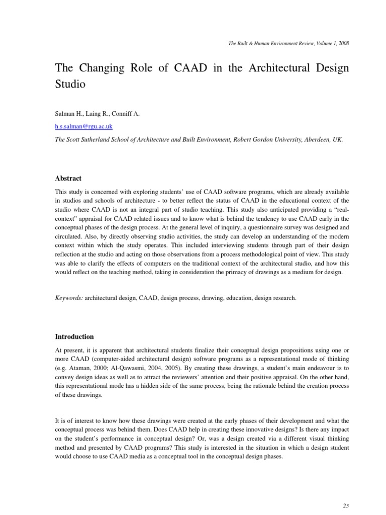 Salman Et Al 2008 "The Changing Role of CAAD in The Architectural ...