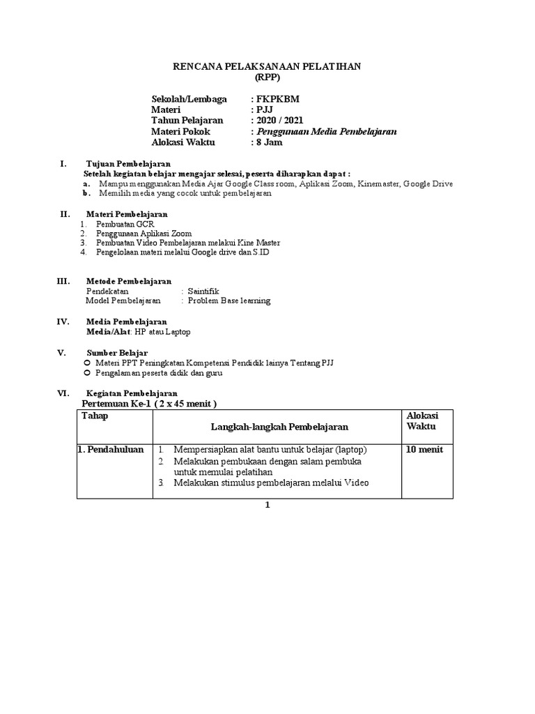 RPP Pelatihan | PDF | Karier & Perkembangan