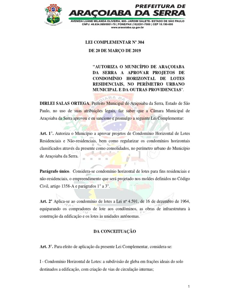 Lei Complementar-304-2019 | PDF | Condomínio | Setor imobiliário