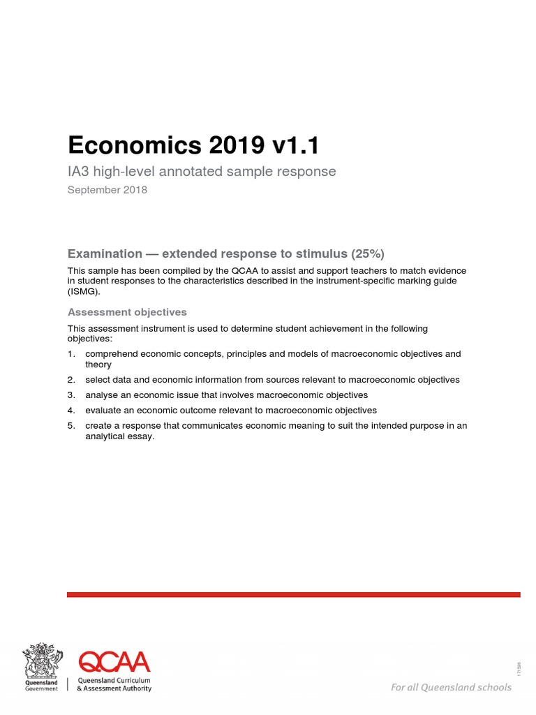 Economics 2019 v1.1: IA3 High-Level Annotated Sample Response | PDF ...