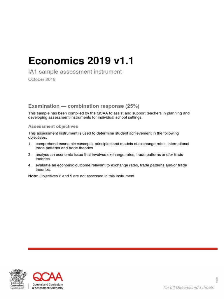 Economics 2019 v1.1: IA1 Sample Assessment Instrument | PDF ...