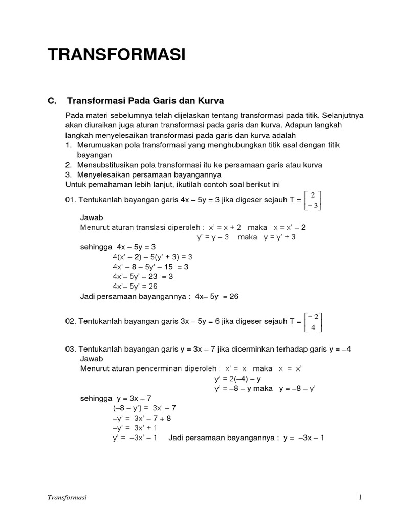 Materi MTK WJB Bab Transformasi | PDF