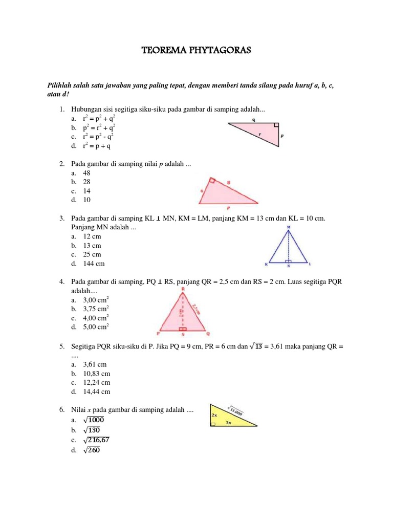 Kumpulan Soal Phytagoras PDF Free | PDF