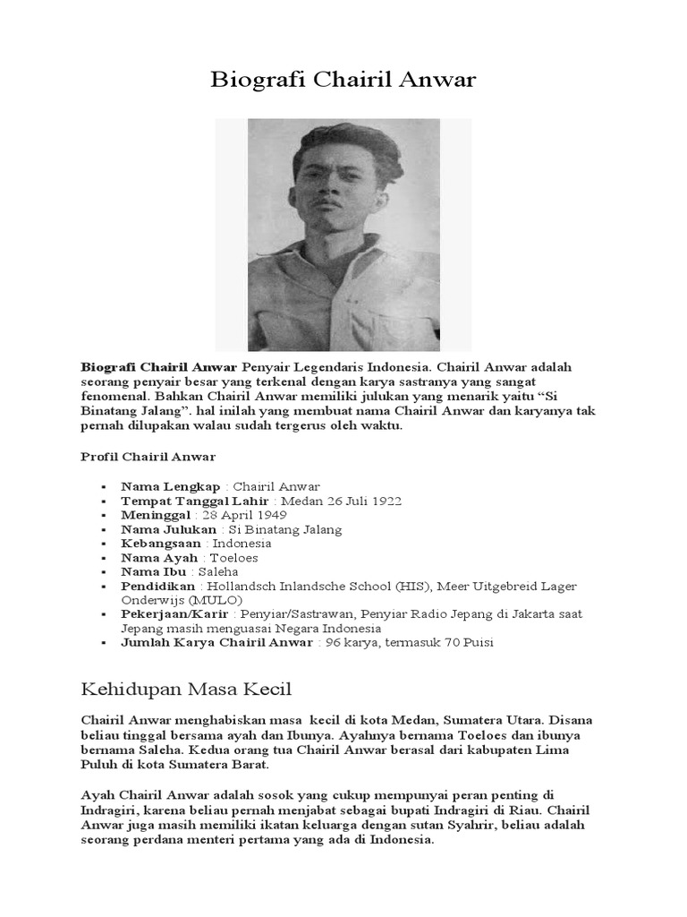 Biografi Chairil Anwar | PDF