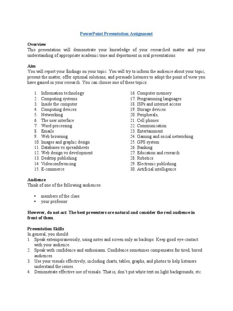 Powerpoint Presentation Assignment | Download Free PDF | Internet & Web ...