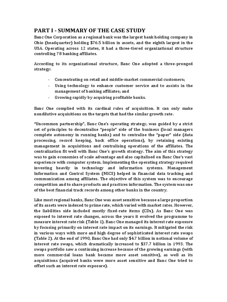 Banc One Case Study PDF Free | PDF | Swap (Finance) | Interest Rates