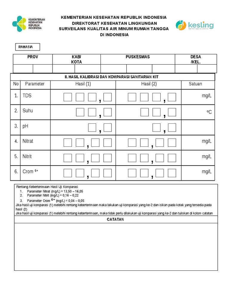 FORM Surveilans Hasil Kalibrasi Dan Komparasi - Final - 22nov2021 | PDF