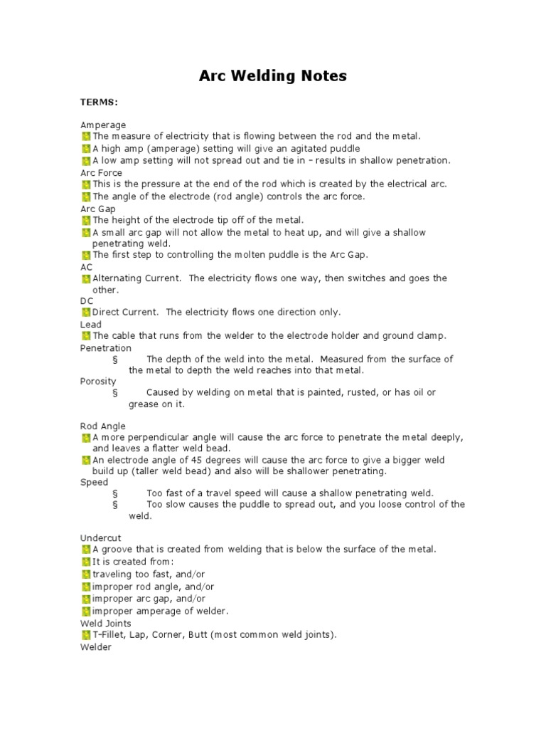 Arc Welding Notes | PDF | Construction | Welding