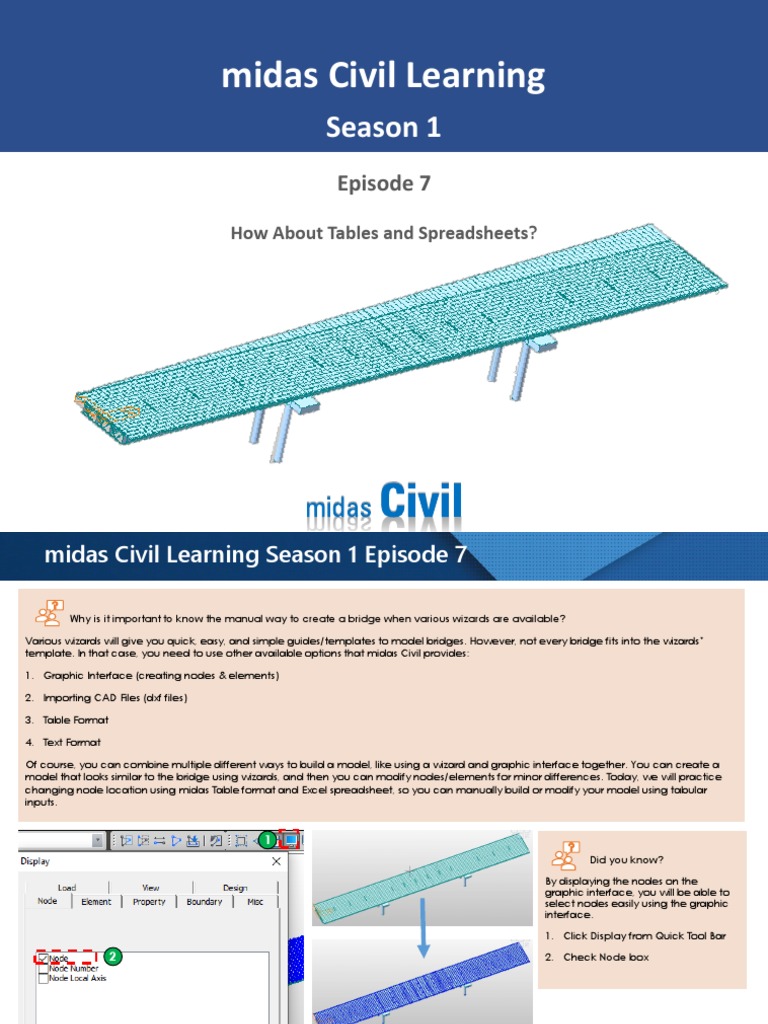 Midas Civil Learning S1 E7 | PDF | Spreadsheet | Graphical User Interfaces