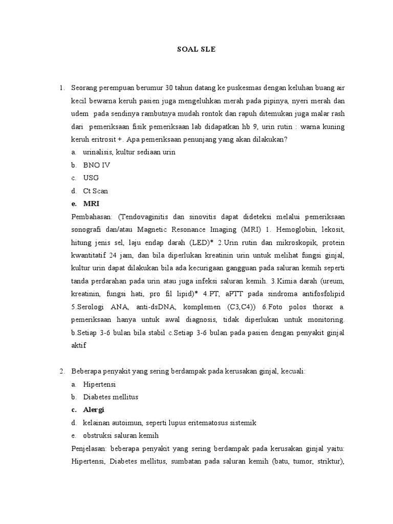 Pemeriksaan dan Penanganan SLE | PDF