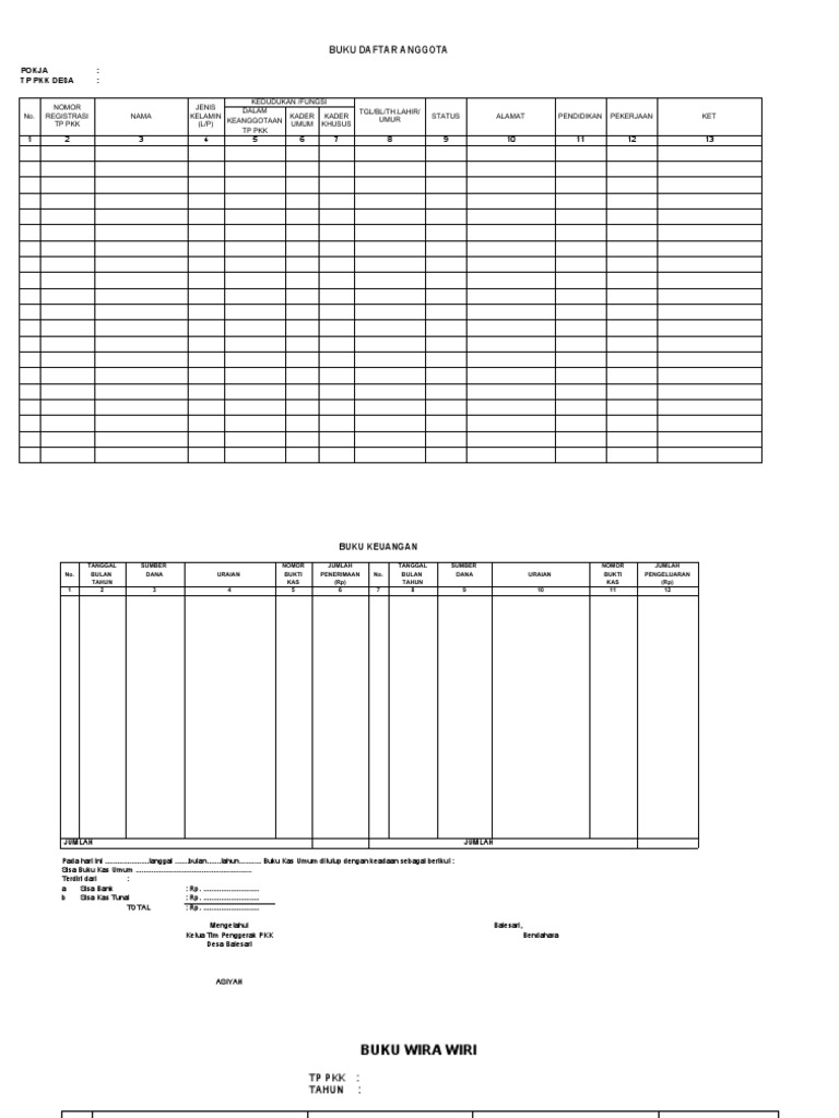 3 Buku Administrasi PKK (Pokja 3) | PDF