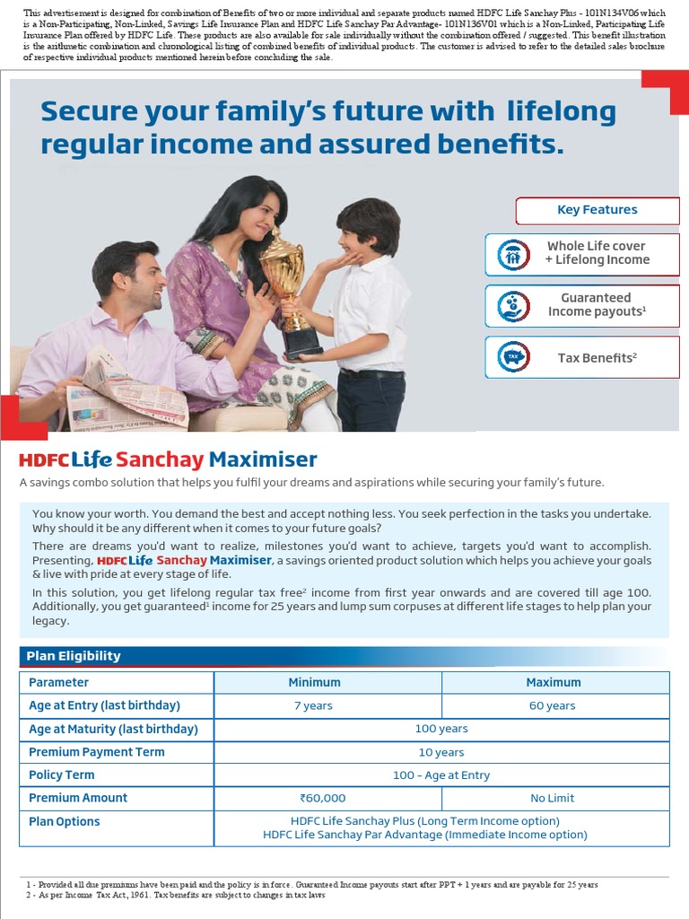 HDFC Life Sanchay Maximizer One Pager 2 - V2 | PDF | Insurance | Life ...