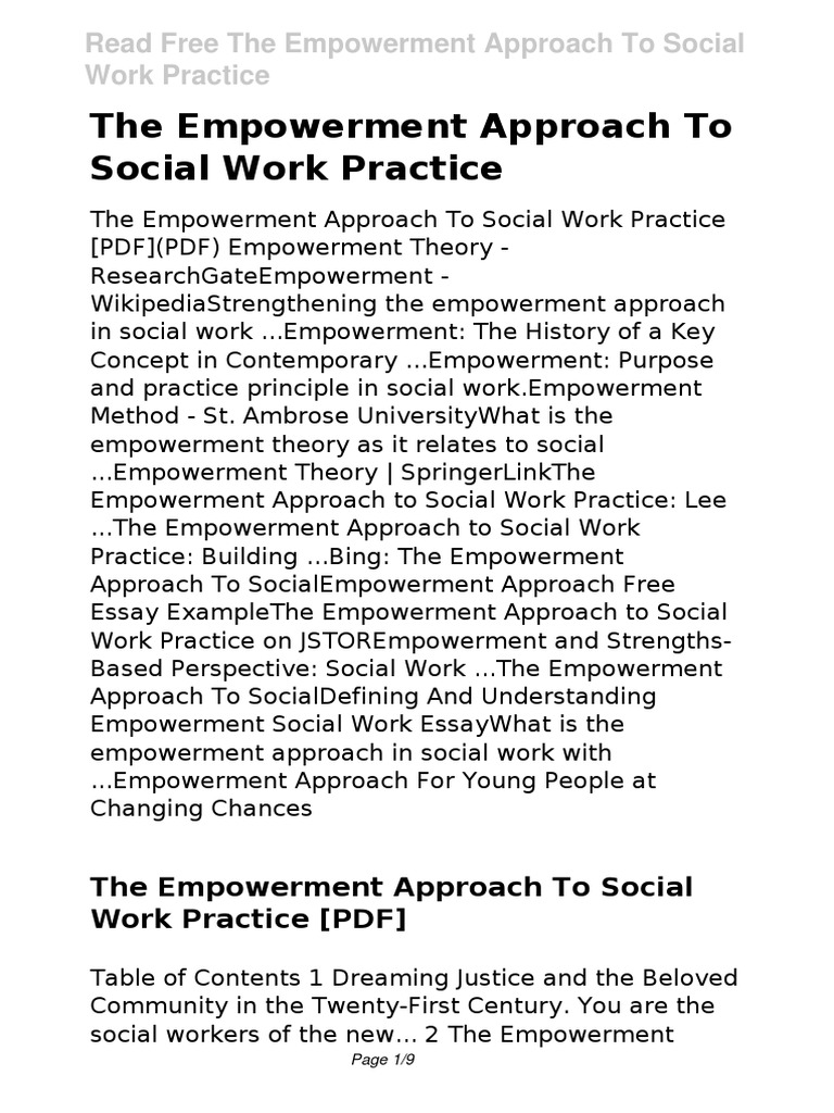 The Empowerment Approach | PDF | Empowerment | Psychology