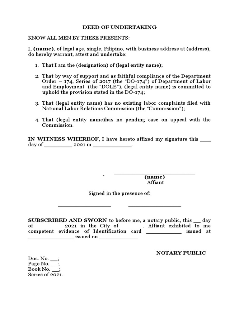 Deed of Undertaking | PDF