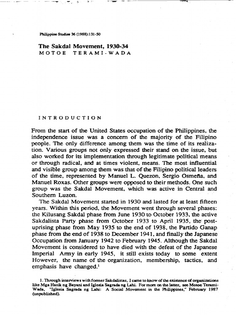 Sakdal Movement | PDF | Philippines