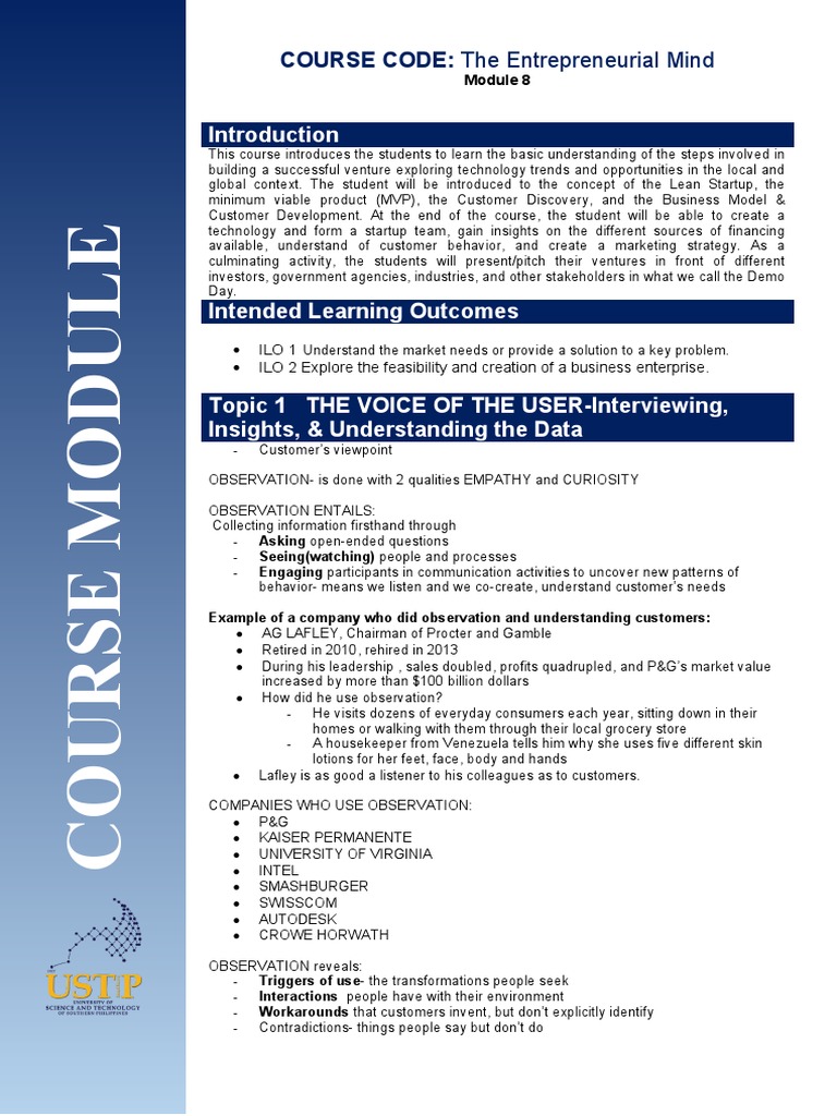 Tem Module 8 | PDF | Customer Experience | Entrepreneurship