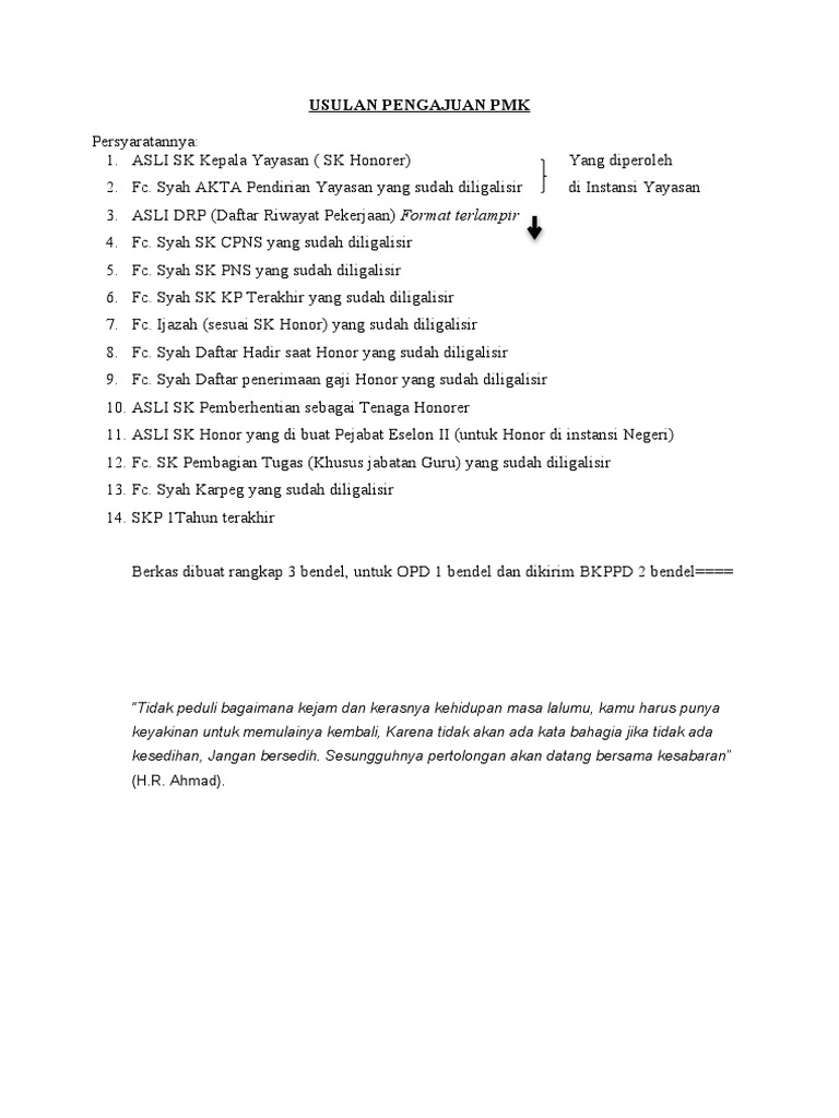 Usulan Pengajuan PMK | PDF
