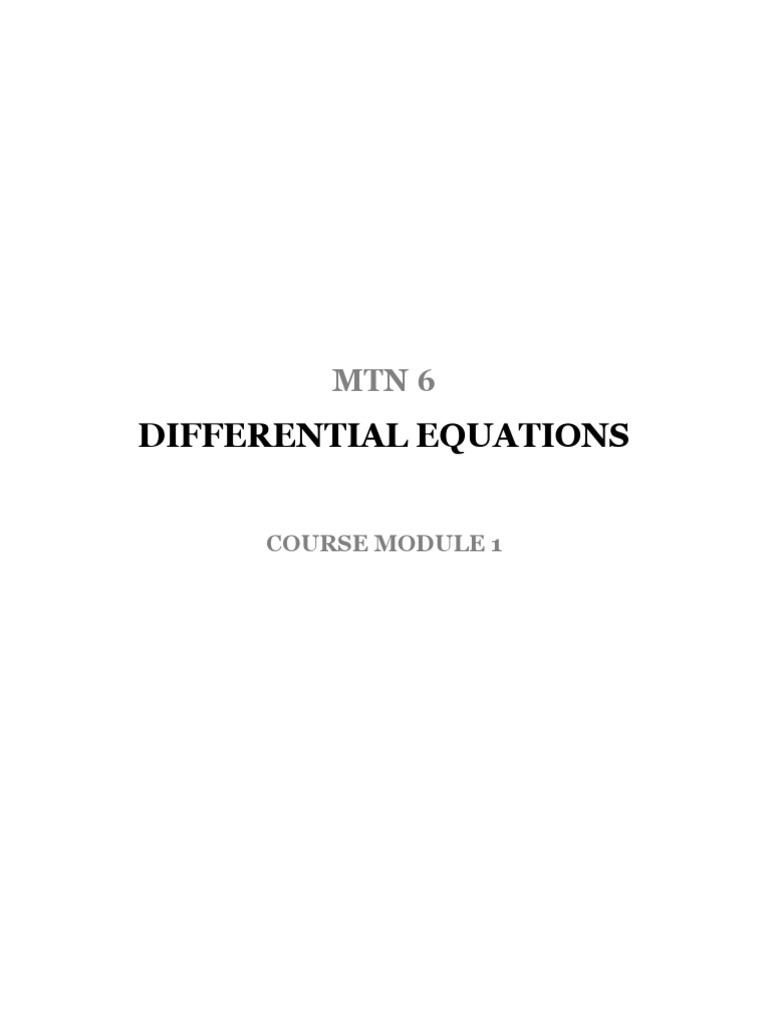 Differential Equations: Course Module 1 | Download Free PDF | Equations ...