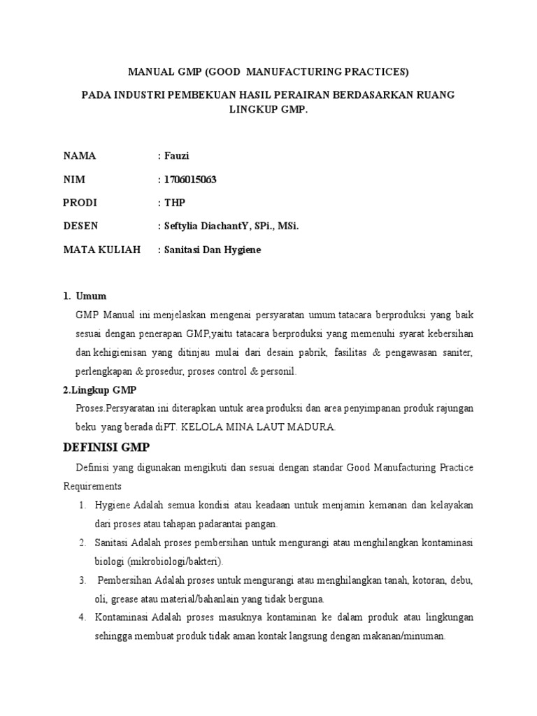 Tugas Buat Manual GMP Fauzi | PDF