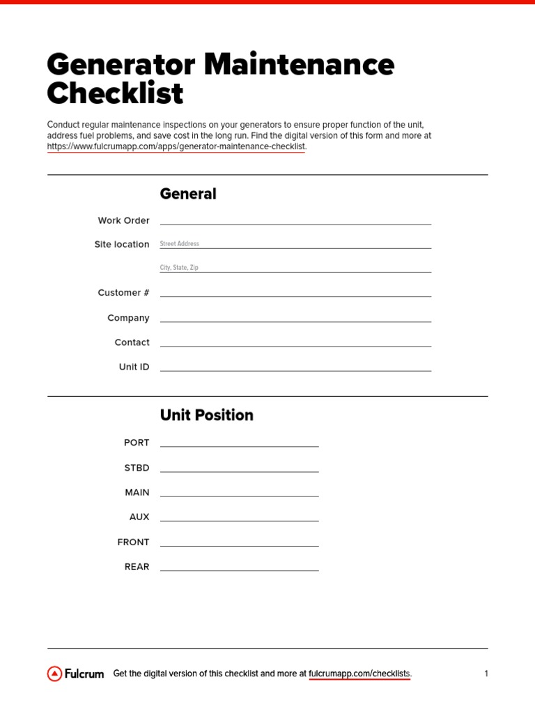 5fee03ae262c0bbfcbcc3dc2 - Fulcrum Checklist - Generator Maintenance ...