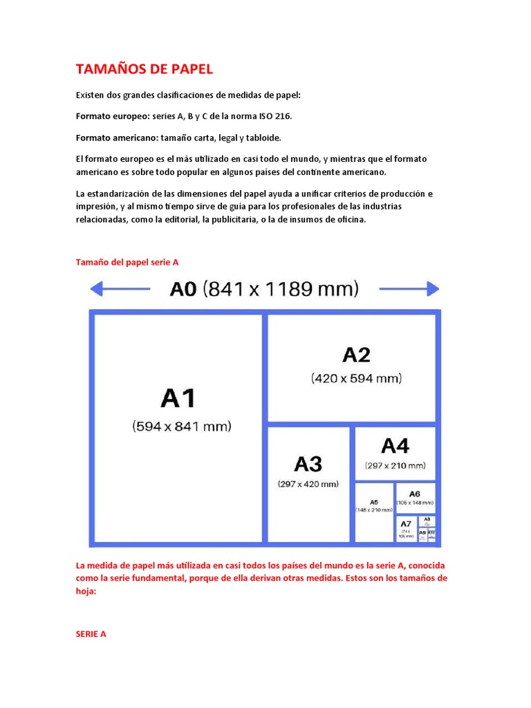 Tamaños de Papel Consulta | PDF | Papelería | Metrología