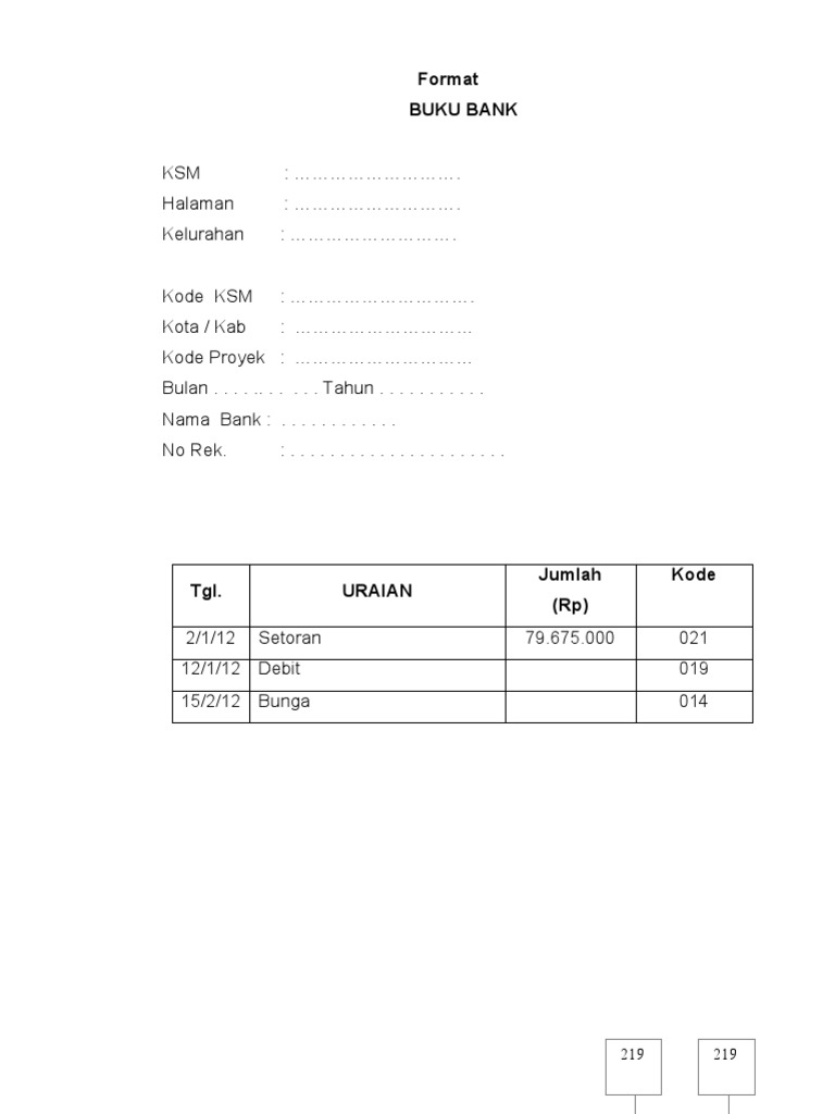 Format Lampiran Buku Bank, DLL | PDF