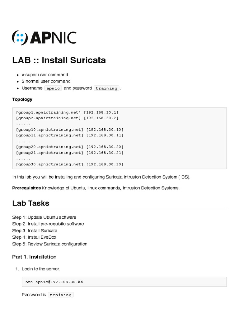 LAB:: Install Suricata | PDF | Sudo | Transport Layer Security
