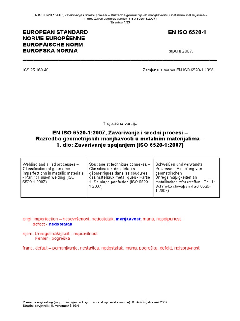EN ISO 6520-1-Prijevod 2 | PDF
