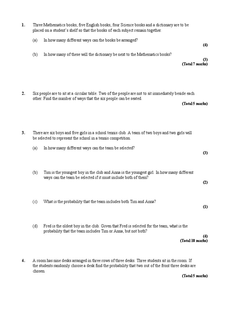 IB MAA HL Counting Principles Worksheet | PDF | Mathematics