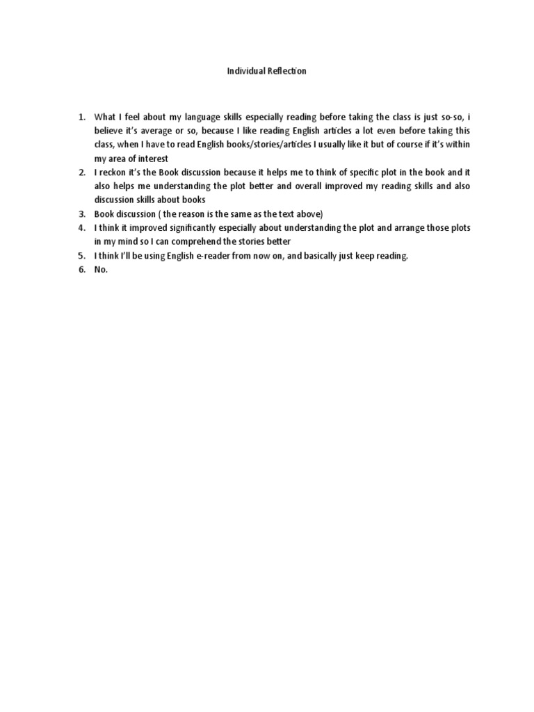 Individual Reflection | PDF