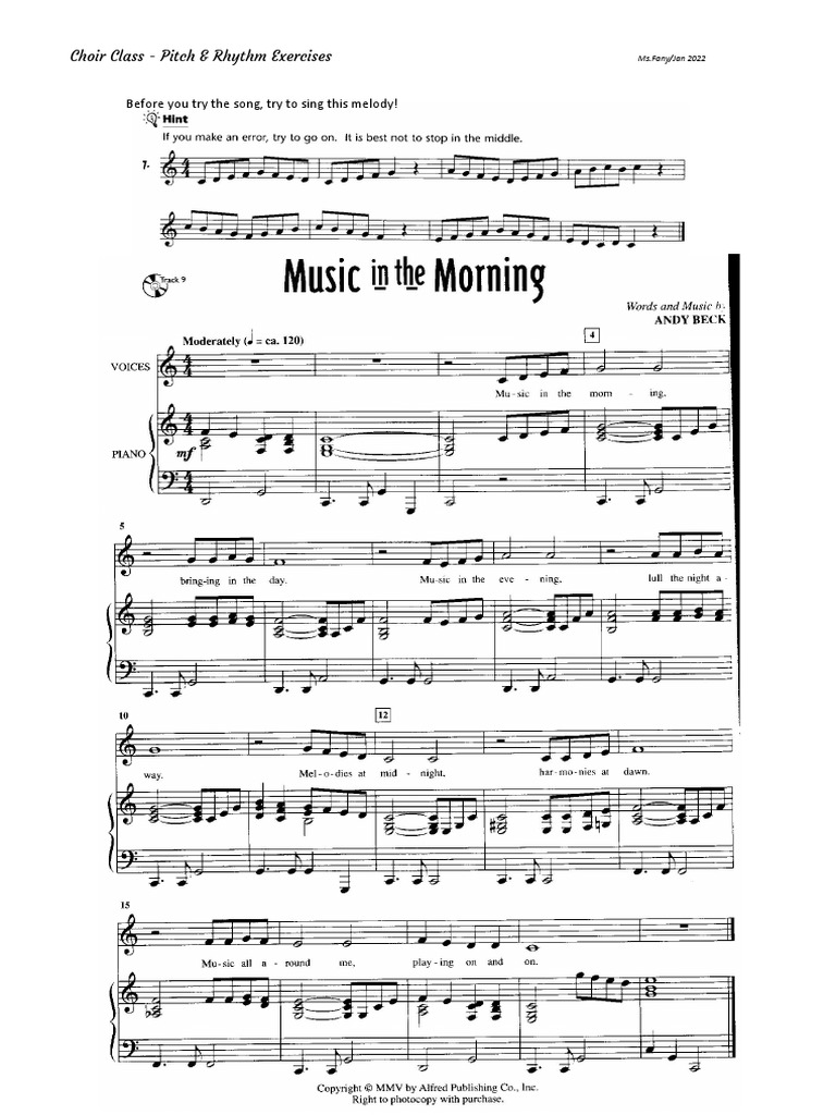 Choir Class - Pitch & Rhythm Exercises: Before You Try The Song, Try To ...