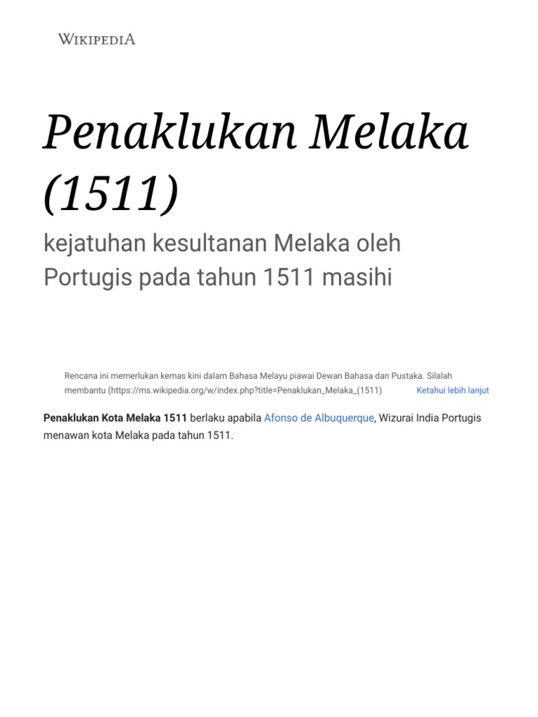 Penaklukan Melaka (1511) - Wikipedia Bahasa Melayu, Ensiklopedia Bebas ...