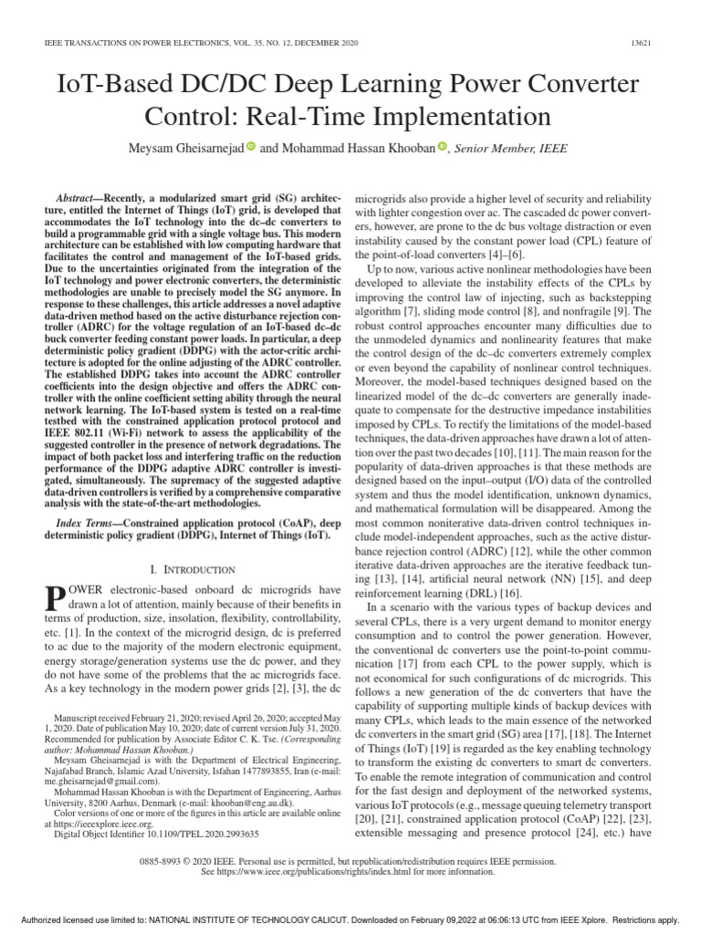 Iot-Based DC/DC Deep Learning Power Converter Control: Real-Time ...