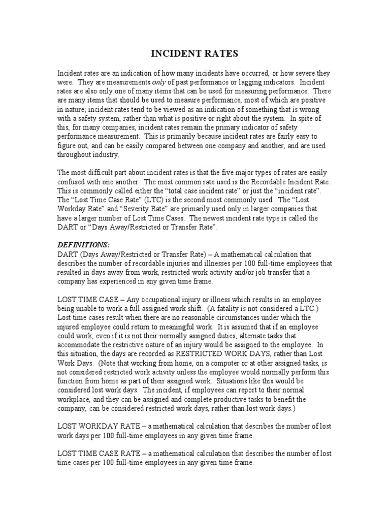 Incident Rates | PDF | Employment | Occupational Safety And Health ...