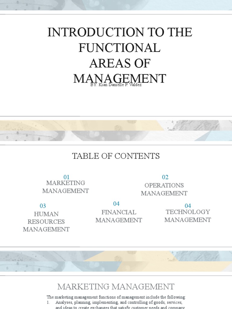 Introduction To The Functional Areas of Management: BY: Kian Danielle P ...