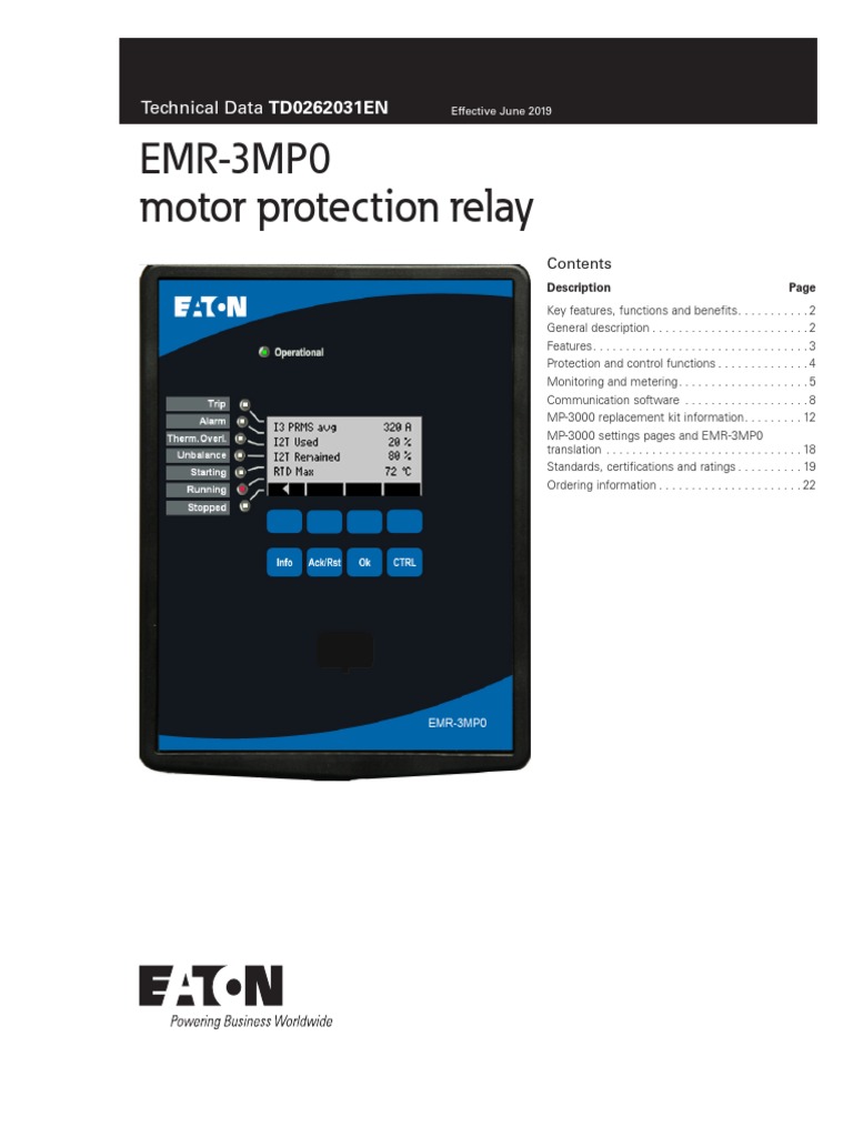 Emr-3mp0-Td0262031en MP3000 | PDF | Relay | Electric Motor